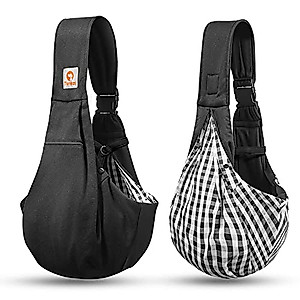 TOMKAS Dog Sling Carrier for Small Dogs Puppy Carrier for Small Dogs (Black, Adjustable Strap & Zipper Pocket)
