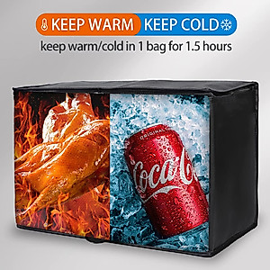 Insulated Food Delivery Bag Cooler Bags Insulated for Travel Pizza Delivery Bags for Cold and Hot Food Insulated Bags for Camping Black 1-Pack (12.5 * 8.5 * 10inch)
