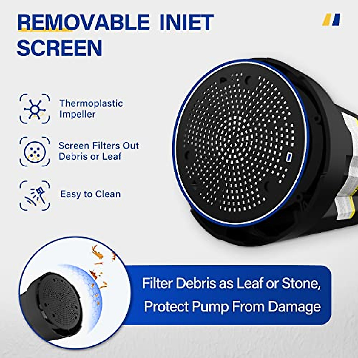 Acquaer 1/3 HP Submersible Water Pump 2160GPH Sump Pump Thermoplastic Utility Pump Portable Electric Water Pump Water Remove for Basement Hot Tubs Garden Pool Cover Draining with 10 ft Cord