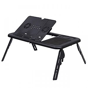 Laptop Bed Desk Tray Bed Table, Folding Lap Desk, Adjustable Home Office Standing Desks for Couch Floor Reading Writing Eating Working Studying Black-PP