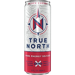 True North, Pure Energy Seltzer, Black Cherry, 12 Fl Oz (Pack of 12)