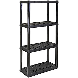Koolatron Oskar 4-Tier Storage Shelf, Heavy Duty Shelving Unit, 400lbs(14 x 30 x 57 inch), Multipurpose Organizer for Garage, Laundry Room, Utility Shed, Made in North America, Black