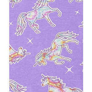 The Children's Place Baby Girls' and Toddler Snug Fit 100% Cotton Sleeve Top and Shorts 4 Piece Pajama Set, Lavendar Tie Dye, 4T