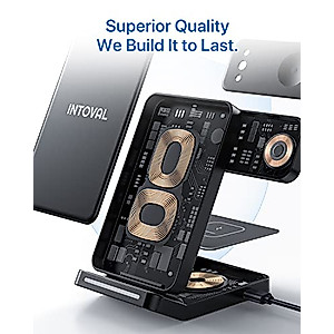 Intoval Charging Station for Apple iPhone/Watch/Airpods, 3 in 1 Foldable Wireless Charger for iPhone 14/13/12/11/XS/XR/XS/X/8, iWatch 8/Ultra/7/6/SE/5/4/3/2, Airpods Pro2/Pro1/3/2/1 (F3,Black)