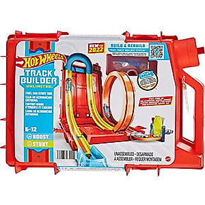 Hot Wheels Track Builder Unlimited Playset Fuel Can Stunt Box, 14 Component Parts & 1:64 Scale Toy Car