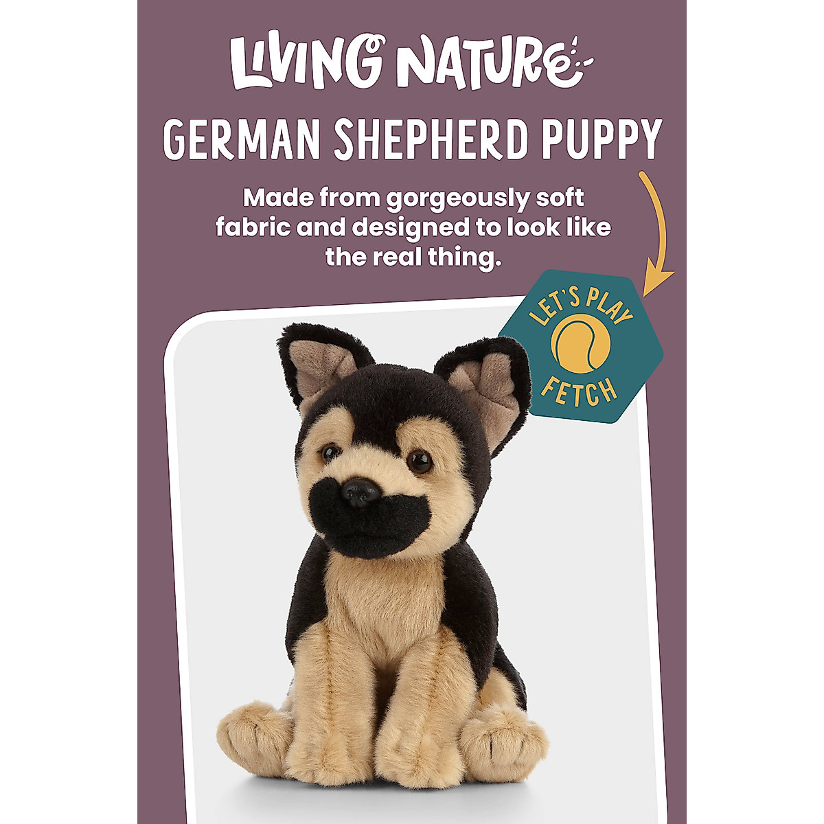 Living Nature German Sheperd Puppy Stuffed Animal | Fluffy Dog Animal | Soft Toy Gift for Kids | 6 inches