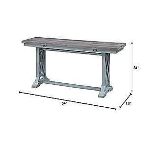 Coast to Coast Imports Bar Harbor Fold Console Table, Blue, 64" W x 18" D x 31" H, (A40304)