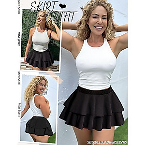 Avidlove Women Pleated Skirt Sexy Mini Cosplay Skirt Schoolgirl Ruffle Lingerie (Black,M)