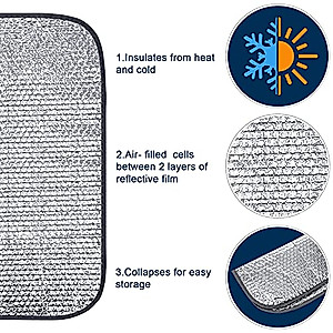 2 Pieces RV Door Window Skylight Shade Sunshield Reflective Window Cover, 25 x 16 Inch, 16 x 16 Inch, RV Insulation Car Windshield Camper RV Skylight Insulator, with Clear Double-Sided Tape (Silver)