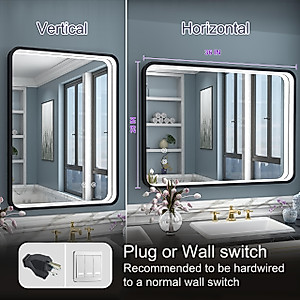 JSneijder 2-Piece(Frameless+Framed) LED Bathroom Mirror, 28x36 Inch, Bathroom Vanity Mirror with Lights, Wall Mounted Dimmable Anti-Fog Lighted Wall Mirror for Bedroom