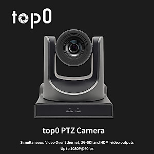 top0 PTZ Camera,3G-SDI&HDMI&IP,1080P60fps,20X Optical Zoom,Live Streaming for Events/Video Production/Church/Boradcast Service,Wall Mount Bundle (20x, Space Gray)