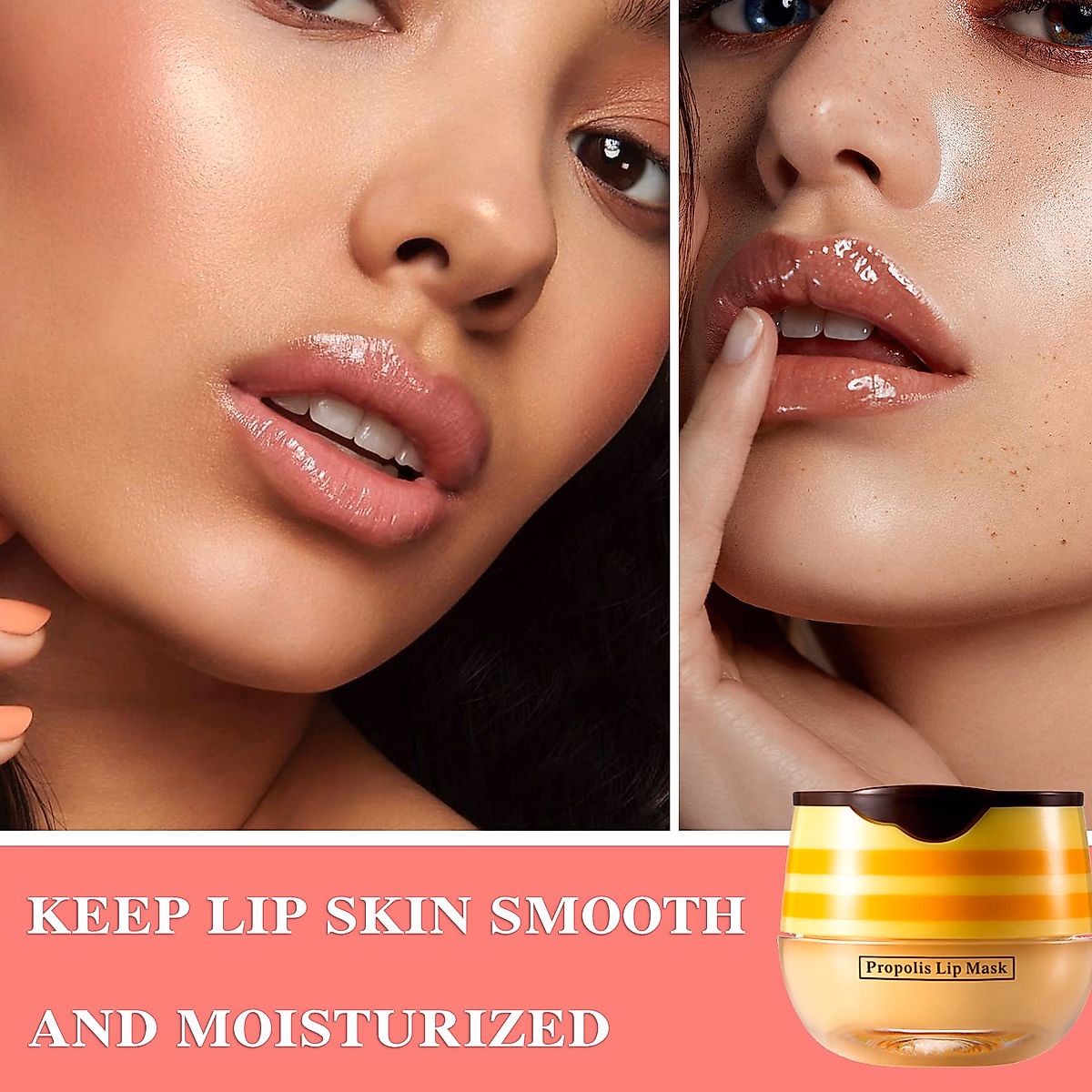 Lip Balm Honey Pot,Honey Lip Balm,Hydrating & Prevention Dry and Cracked Sleeping Lip Mask Lip Scrubs Exfoliator & Moisturizer With Applicator Lip Care Products for Dry Lips