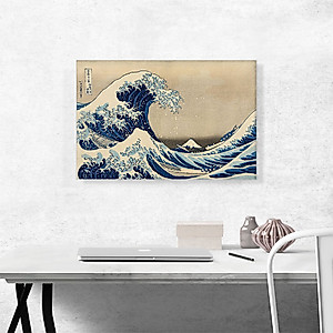 ARTCANVAS The Great Wave off the Coast of Kanagawa 1829 Canvas Art Print Stretched Framed Painting Picture Poster Giclee Wall Decor by Katsushika Hokusai - 26" x 18" (0.75" Deep)