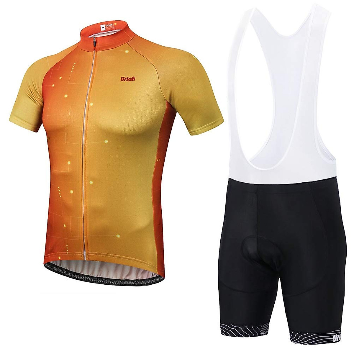 Uriah Men's Cycling Jersey Short Sleeve White Bib Shorts Sets Electric Yellow Size 5XL(CN)