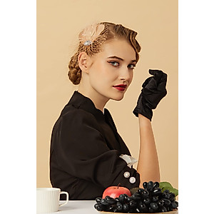 Cizoe Fascinators 20s Gatsby Flapper Acessories Art Deco Party Accessory Peacock Feather Headpiece(C-Champagne)