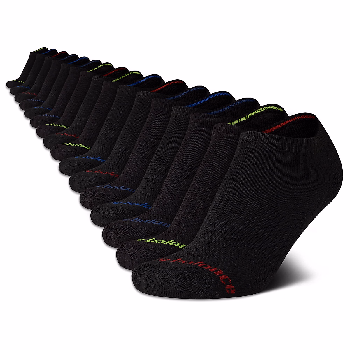 New Balance Boys' Low Cut Socks - 16 Pack Cushioned Athletic Low Cut Ankle Socks for Boys - Breathable Boy's Sports Socks, Size Large, Black