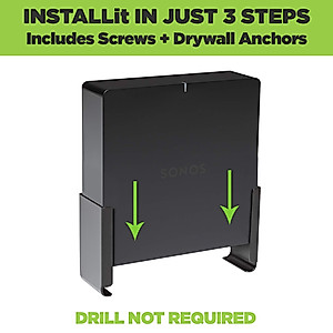 HIDEit Mounts Port Wall Mount for Sonos Port - Made in USA Black Steel Mount for Sonos Port Music Streamer