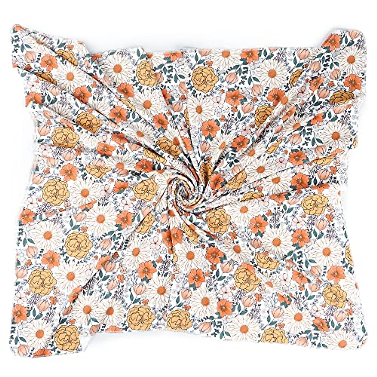 Konssy Baby Girl Newborn Receiving Blanket with Matching Headband and Beanie Set Baby Swaddle Floral Print Nursery Swaddle Wrap