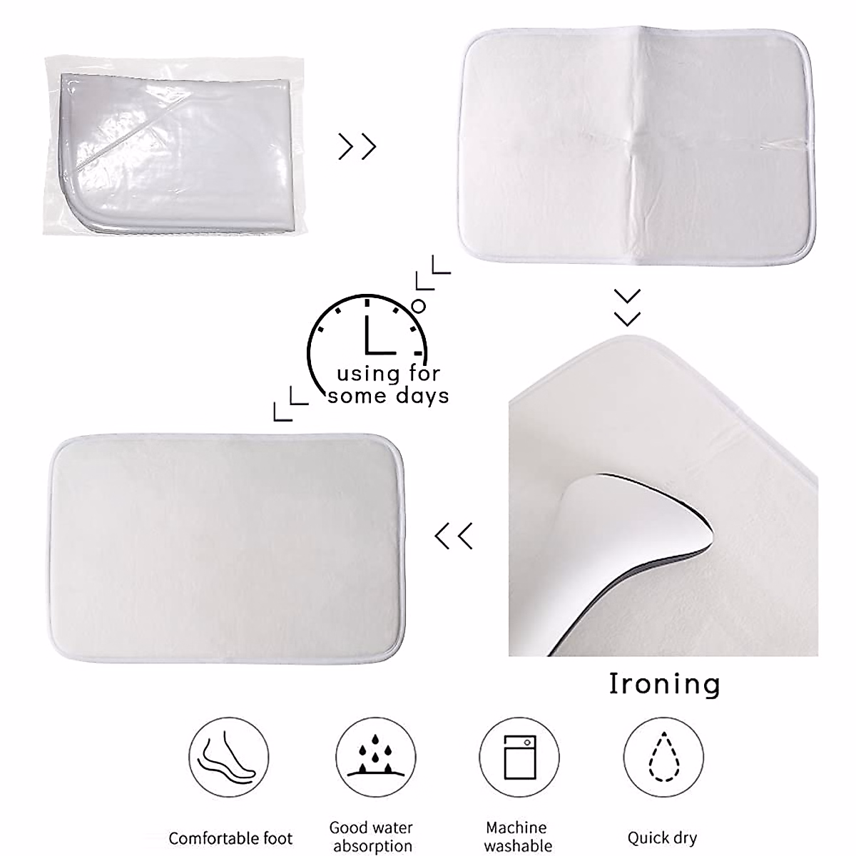 DIFNARY July 4th Bath Rugs Patriotic American USA Stars Independence Day Holiday Sponge Doormat Absorbent Non Slip Backing Flannel Mat Red Stripe Memory Foam Mats for Bathroom Kitchen, 18 * 30IN