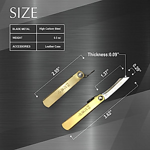 FieldSora Higonokami Mini Folding Pocket Knife Japanese Sanmai SK Steel Blade (Reddish brown)