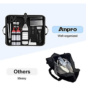 Anpro Griddle Accessories Set for Blackstone and Camp Chef Griddle, 15 PCS Flat Top Grill Accessories Set with Griddle Scraper, Metal Spatula, Egg Rings for Outdoor BBQ, Camping, Gifts for Fathers Day