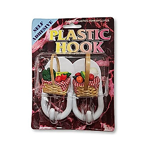 Self-Adhesive Wall Hooks for Hanging Decorative Plastic Hooks | Towel Hooks | Key Hooks , Kitchen , Door and Home Improvement | 2-Pack