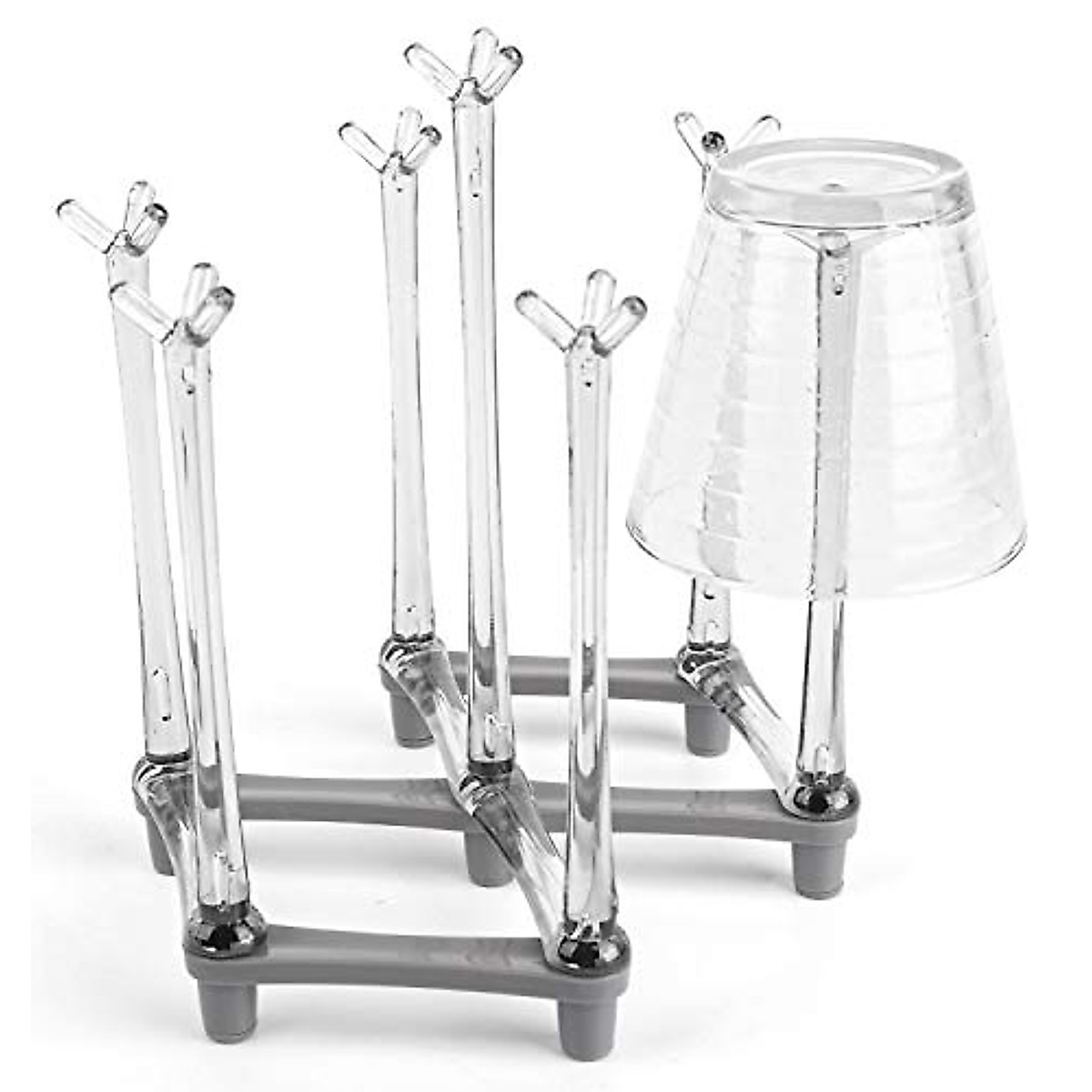 Yesland 2 Pack Retractable Cup Drying Rack, Plastic Non-slip Bottom Mug Tree Holder Organizer Rack Stand for Drinking Glass and Sports Bottle Drainer for Kitchen