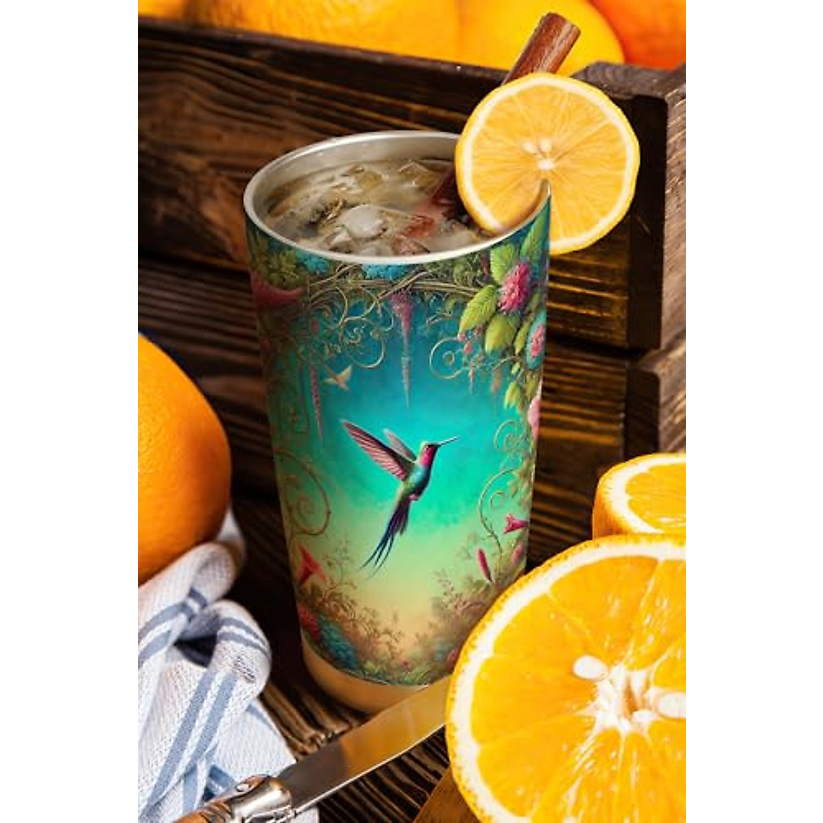 20oz Hummingbird Tumbler, Gifts for Hummingbird Lovers, Coffee Thermos for Women, Stainless Steel Double Wall Vacuum Insulated Coffee Mug, Travel Cup with Lid