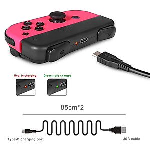 Mini Charging Dock Charger for Nintendo Switch Joy-Con with Low Battery Reminder and LED Charger Indicator - Black, 2 Packs