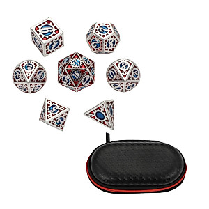 DND Dragon Scale Dice Set of 7 Pcs with Storage Box, Metal D&D Dice Set with Oversized D20 for Tabletop Roleplaying Games, Dungeons and Dragons, DND, D&D (Punk)