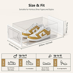 Kuject Large Crystal Clear Shoe Storage Box, Stackable Shoe Organizer for Closet, Space Saving Sneaker Shoe Container Bins, Foldable Display Shoe Rack Holder for Entryway, 12 Pack