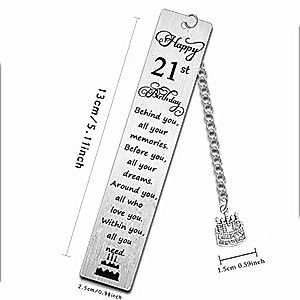 Bookmarks Birthday Gifts Inspirational Bookmarks 21st Birthday Gifts for Women Men Motivational Bookmark Book Page Markers Birthday Presents Behind You All Your Memories (21st)