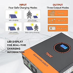 PowMr 5000W Solar Inverter 48V DC to 110V AC, 5KW Pure Sine Wave Hybrid Inverter Charger Built-in 80A MPPT Controller, Max 500V PV Input, for 48V Lead-Acid/Lithium Batteries