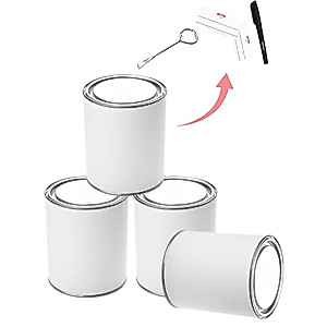 BLYSK Empty Metal Quart Paint Cans with Lids Paint Storage Containers Unlined Multipurpose for Art, Crafts DIY Free Can Open, Marker & Labels (4 White)