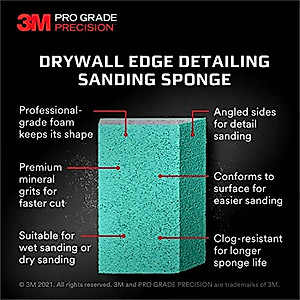 3M 30904FSA Fine Sandblaster Drywall Sanding, 120 Grit, Large Sponge