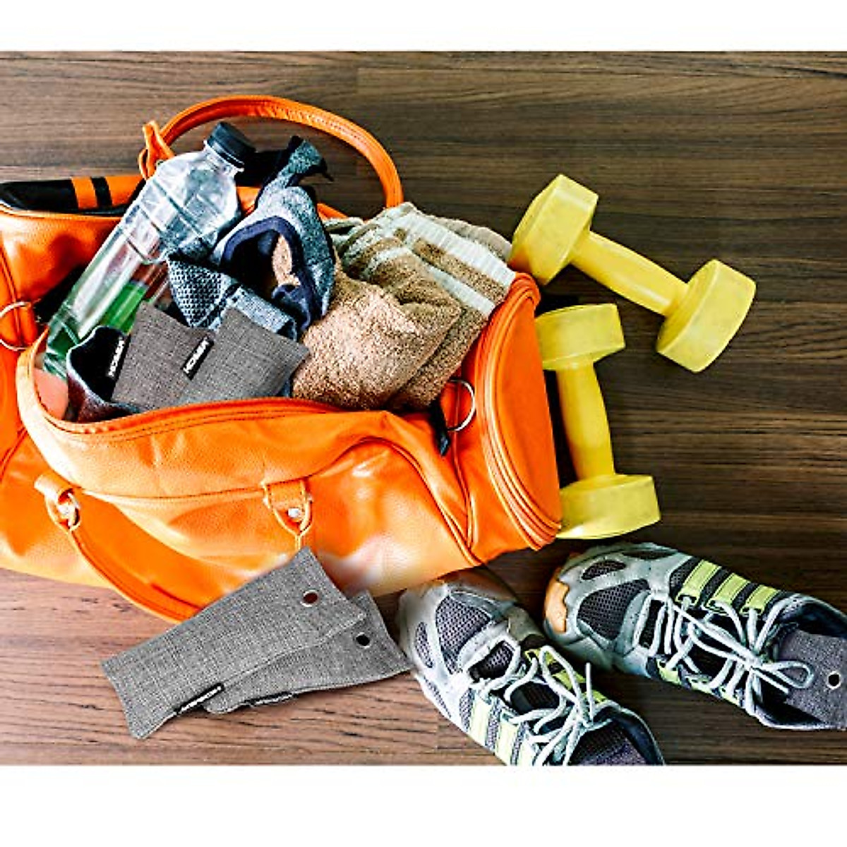 HIDBEA Activated Bamboo Charcoal Air Purifying Bags (4-Pack) Natural Deodorizer Odor Absorber Eliminator Remover for Home, Pets, Car, Closet, Shoes, 75g x 4, Grey