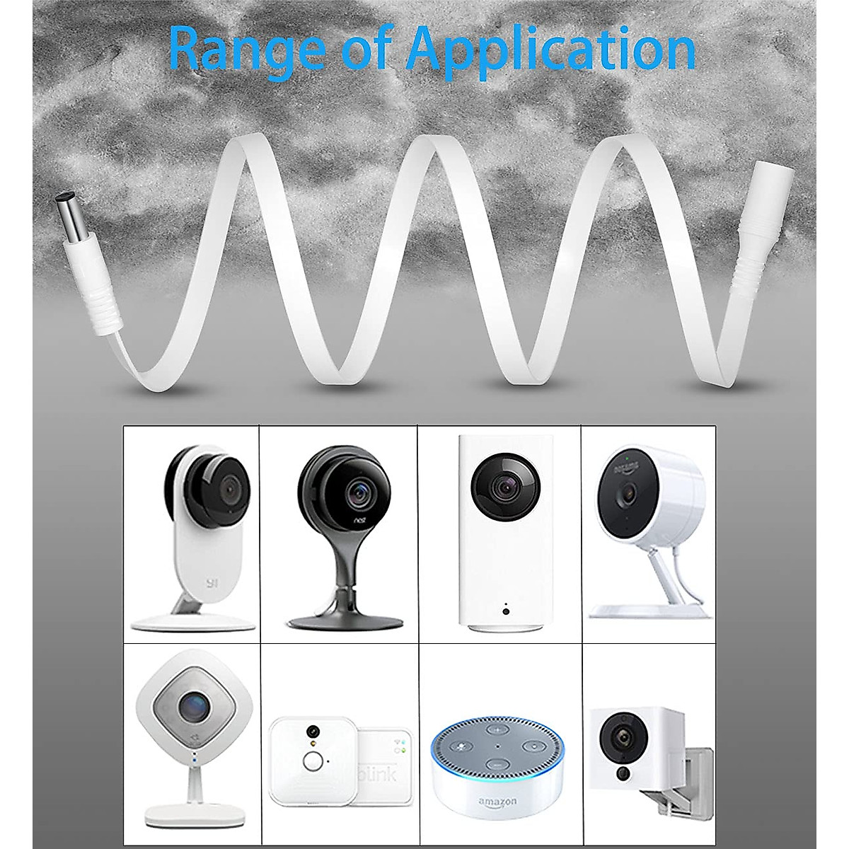 SIOCEN 10FT DC Power Extension Cable,5.5mm x 2.1mm Extension Cord,12v Extension Cord for Security Camera CCTV IP,Router,LED Strip,5V 9V 24V 12 Volt, Flat Male to Female Plug Supply Adapter Power Cord