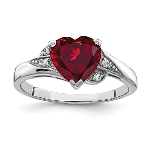 IceCarats 925 Sterling Silver Cubic Zirconia CZ Synthetic Red Ruby Heart Love Ring July Birthstone Jewelry Size 8