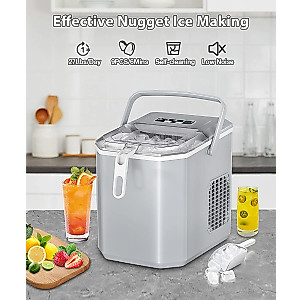 COWSAR Ice Makers Countertop, Ice Maker Machine 6 Mins/9 Pcs Bullet Portable Ice Maker Machine 26.5lbs/24Hrs with Self-Cleaning, Ice Scoop and Basket, Ice Maker for Party/Kitchen/Home/Office
