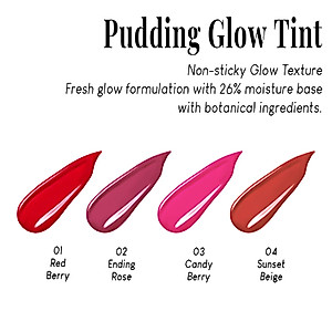 LOVB LOVB Pudding Glow Korean Lip Tint | Long-Lasting Lip Gloss Tint for Glowy | Moisturizing, Non-Sticky Glossy Lip Stain 0.14 Oz (03 CANDY BERRY)