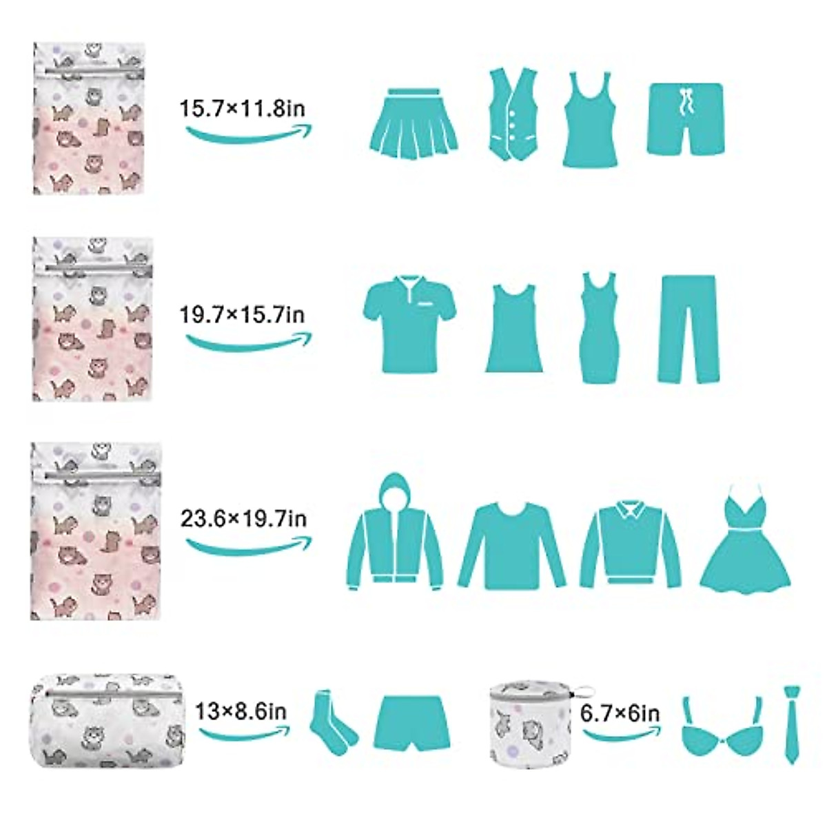 YUNHEGONG Mesh Laundry Bags for Delicates, 5 Pcs Fine Mesh Wash Bag for Lingerie, Bra, Underwear, Garment, Silk, Socks
