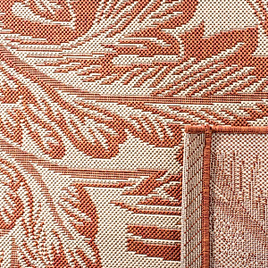 SAFAVIEH Courtyard Collection Accent Rug - 4' x 5'7", Natural & Terra, Non-Shedding & Easy Care, Indoor/Outdoor & Washable-Ideal for Patio, Backyard, Mudroom (CY2996-3201)