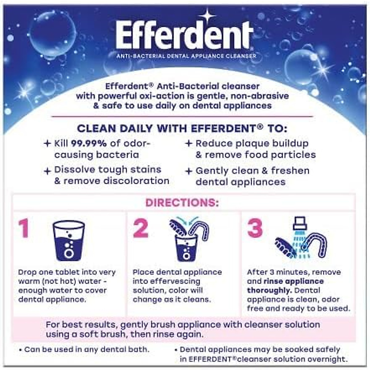 Efferdent Retainer & Denture Cleaner Tablets, Complete Clean, 44 Count, (Pack of 16)