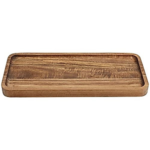 KEILEOHO 4 PCS 11.8 Inch Wood Serving Platters, Natural Acacia Wood Tray, Wood Appetizer Cheese Plates Rectangular Wooden Tray Decorative Charcuterie Boards for Serving Food, Brown