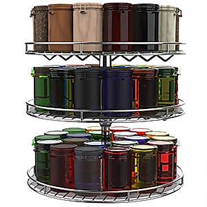 3 Tier Lazy Susan Large Shelf for Kitchen 13 inch,Tall Height Adjustable Turntable Spice Rack Spinner Cabinet Organizers and Storage,Rotating Under Sink Organizer,with PP Plastic Sheet (3 Tier)