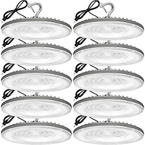 XYCN 10 Pack 150W UFO Led High Bay Light,120VAC,5000K Daylight Commercial Bay Lighting,IP66 Waterproof,21050LM,650W MH/HPS with Plug Area Lighting for Warehouse/Shop/Workshop/Garage/Barn/Gym/Factory