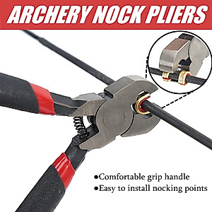 Huntingdoor Archery Nocking Points Pliers and Bow Square Set Archery Tools Tuning Kit Nocking Pliers Bowstring Nock Points T Shape Ruler Bow for Recurve Bow Takedown Bow (Bow square set)