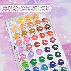 BAZIC Watercolor w/ Brush & Mixing Palette, 48 Color Non-Toxic Paint Set, for Hobby Fun Art Supplies Vibrant Painting, Gift for Kids Artists, 1-Pack