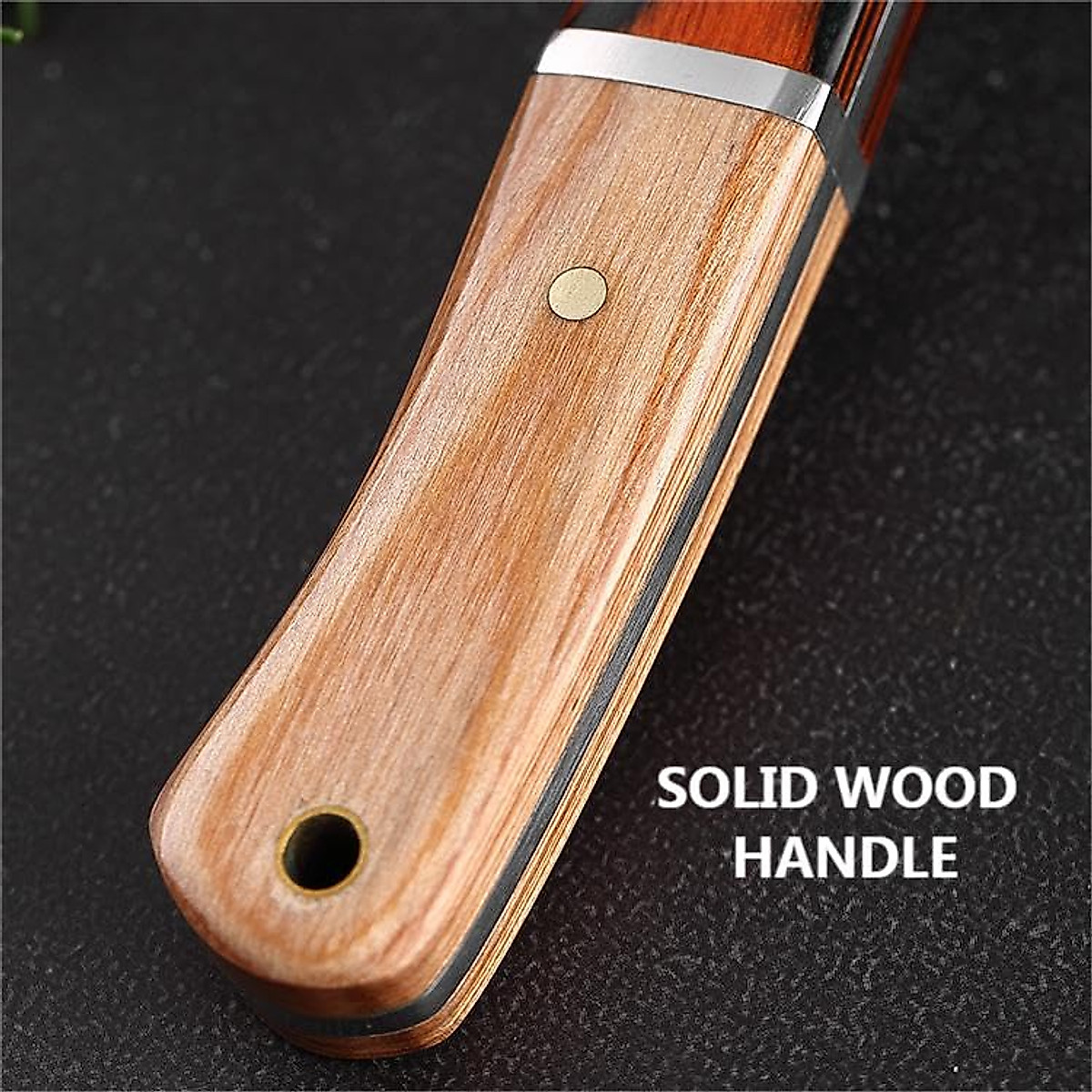 Doom Blade 6.3" Fixed Blade Small Cutter Knife Hunting Knife with Nylon Sheath, Lightweight,Easy to carry Camping Knife 440C Stainless Steel Blade with Wood Handle,Full Tang,For Outdoor, Hunting, Camping (Right Angle)