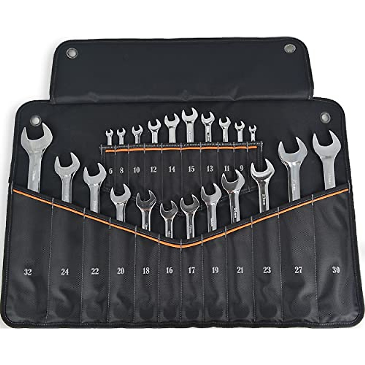 22-Pockets Wrench Roll, 0.25-1.25" Wrench-Set Tool Roll, Wrench roll bag, Tool wrap, Wrench bag, Wrench wrap, Wrench sleeve, Wrench pouch, Wrench tool roll, Wrench holder bag, Wrench roll up organizer